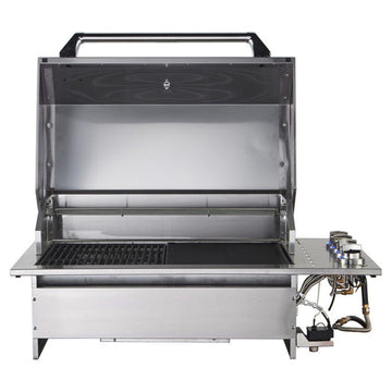 Smart 4-Burner Drop-In Gas BBQ With Slimline Hood and Drop-In Side Bur ...