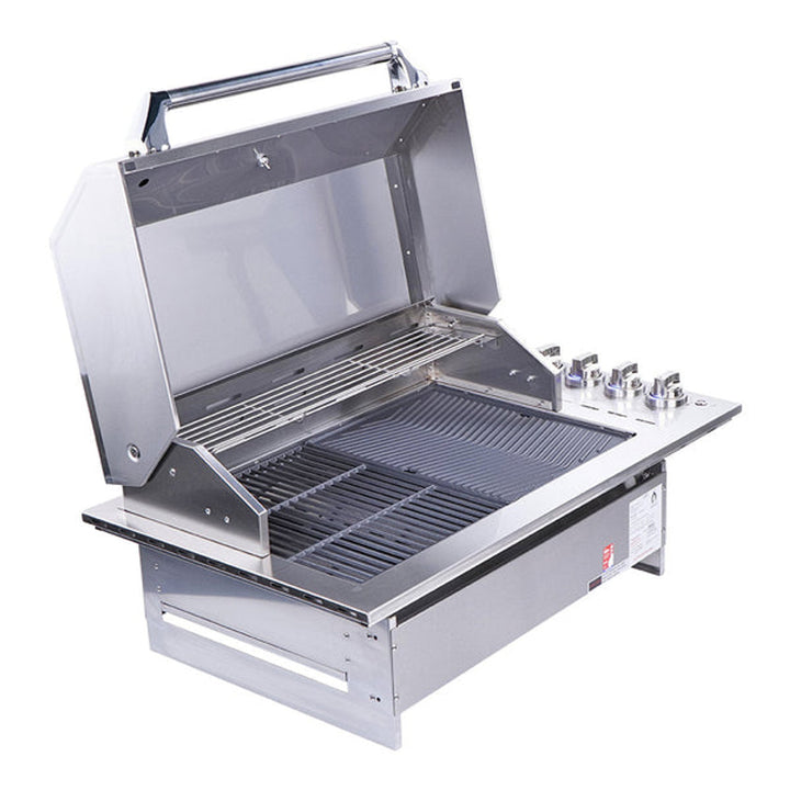 Smart 4-Burner Drop-In Gas BBQ With Slimline Hood and Drop-In Side Bur ...