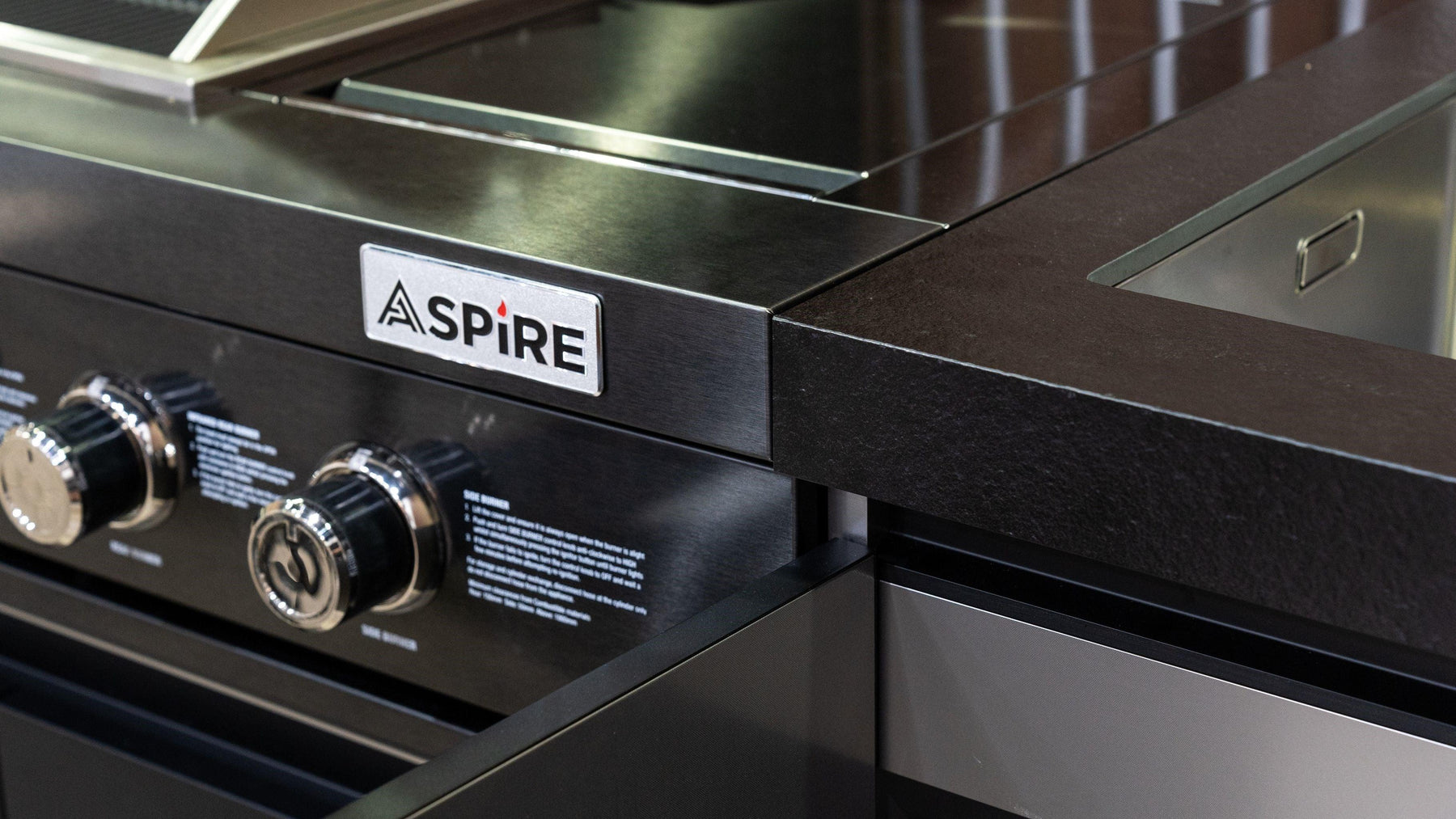 Aspire 6 Burner BBQ Outdoor Modular Kitchen with Sink, Single Fridge ...