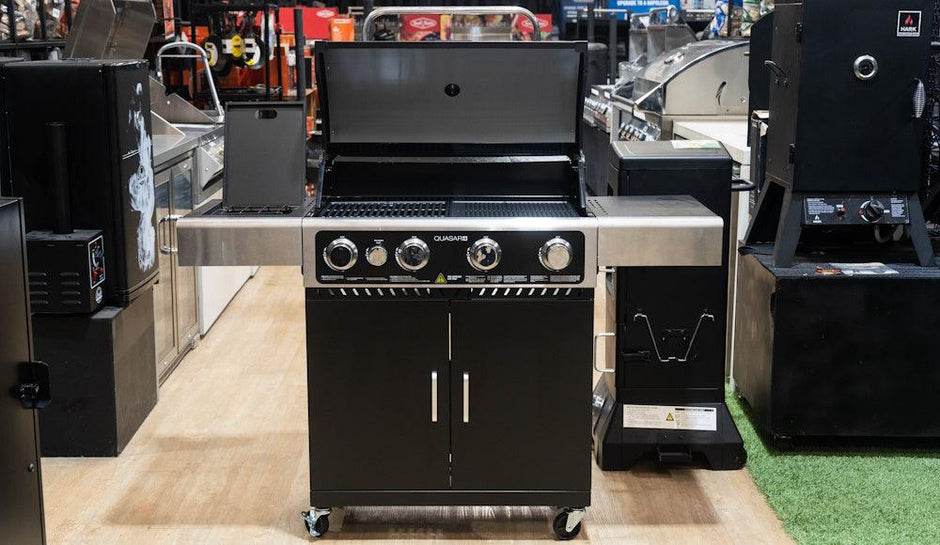 Gasmate Quasar 4 Burner Trolley BBQ with Solid Hood & Side Burner – Joe ...