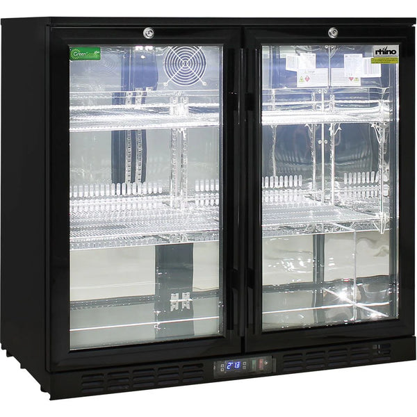 RHINO LG Compressor Alfresco Glass heated Door 208L Black Bar Fridge S ...