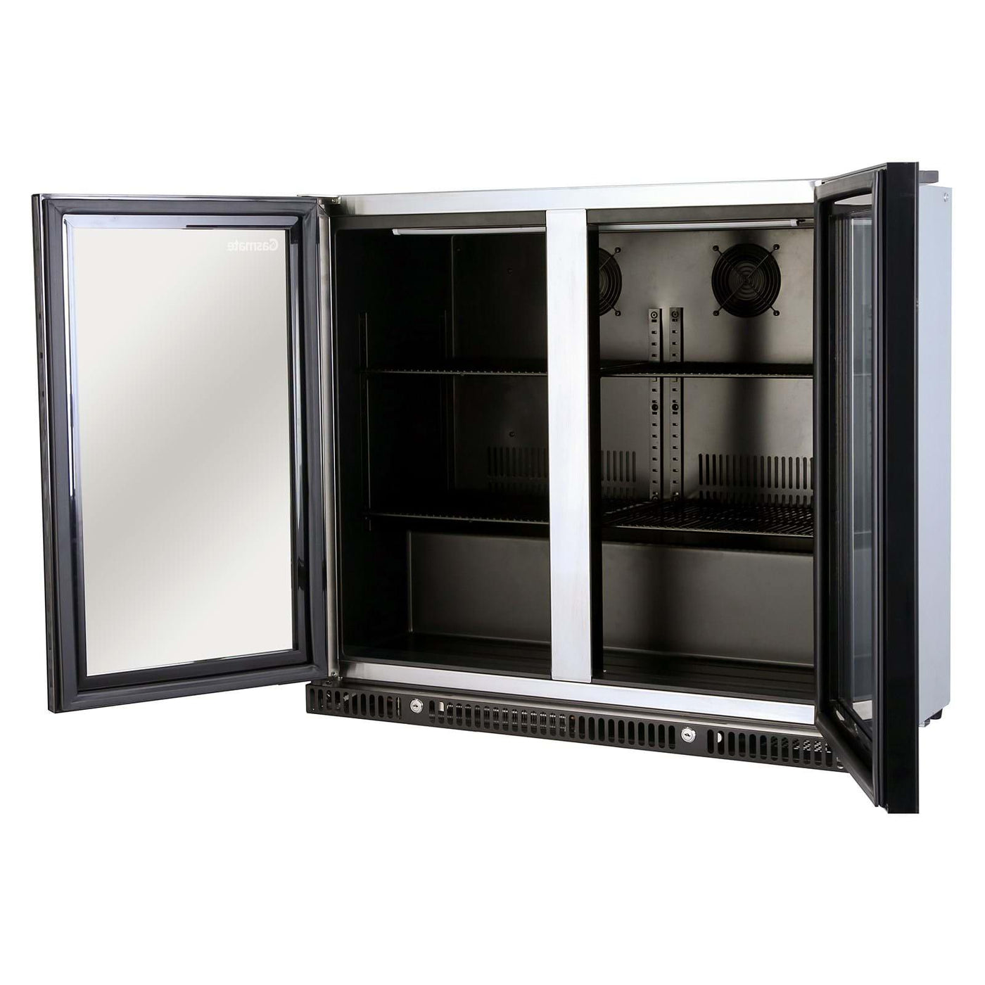 Gasmate 187 Litre Premium Double Glass Door Bar Fridge with Black Inte ...